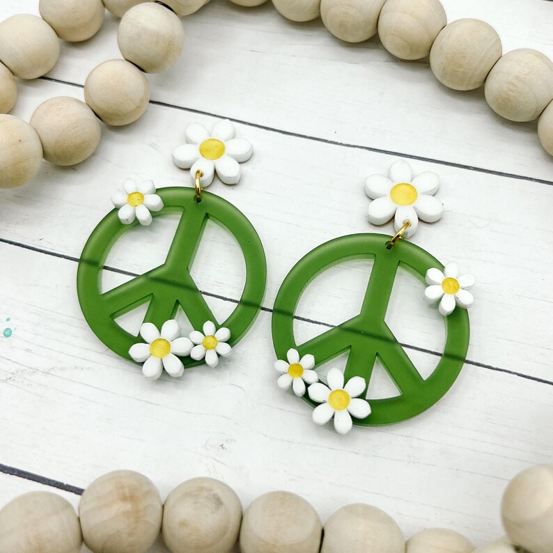 Peace Sign Earrings SVG – Laser Cut File for Glowforge – Hippie Boho ...