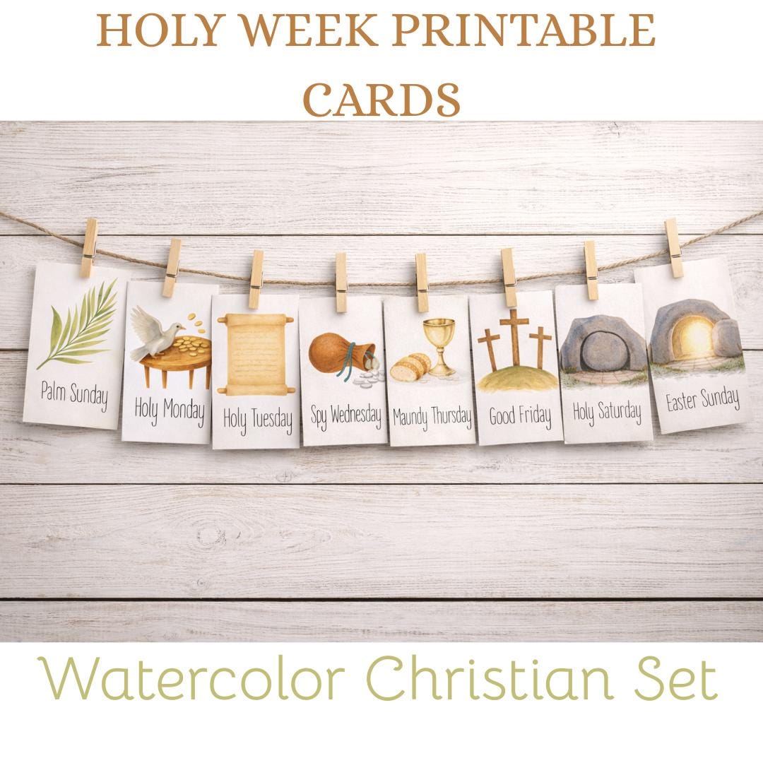 Holy Week Printable Wall Art for Kids | Easter Christian Posters Set ...