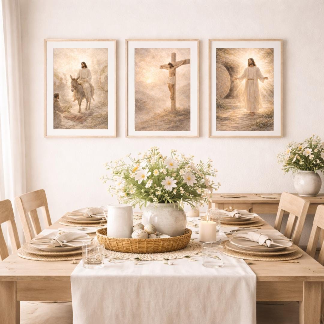 Easter Christian Wall Art Printable Set of 3 | Jesus Resurrection Art ...