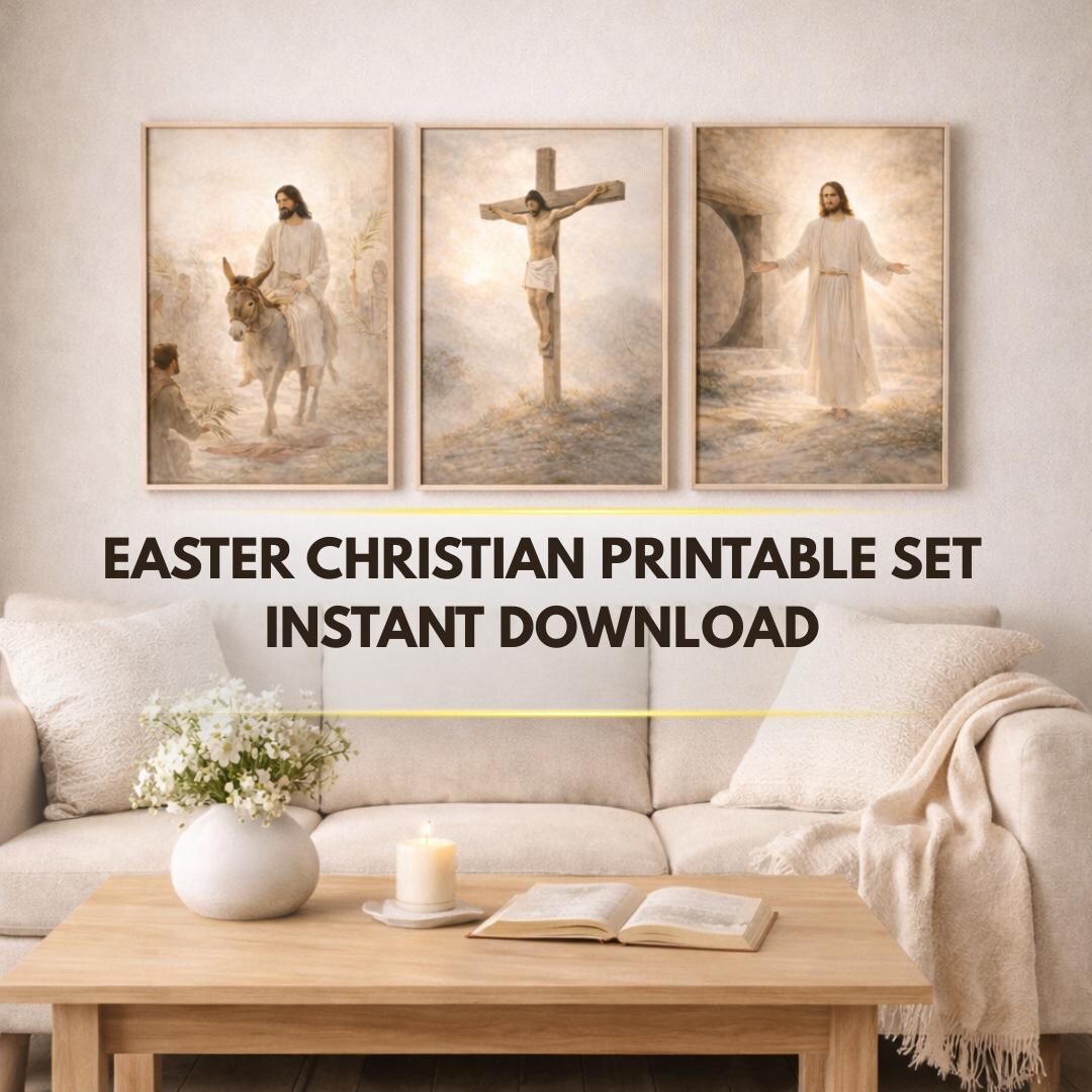 Easter Christian Wall Art Printable Set of 3 | Jesus Resurrection Art ...