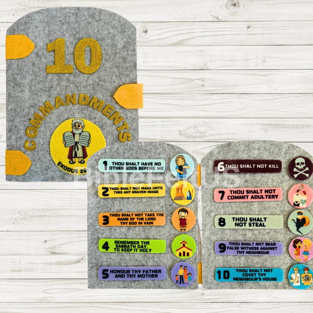 10 Commandments Felt Game, Bible Felt, Sunday School Craft, Bible ...