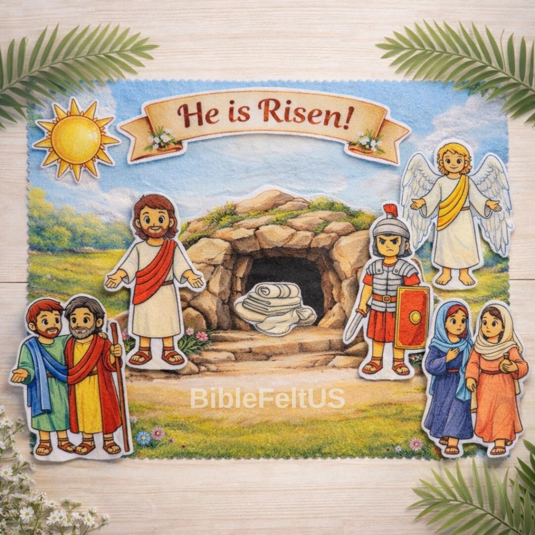 Easter Resurrection Felt Board Set | He is Risen Bible Lesson (sunday ...