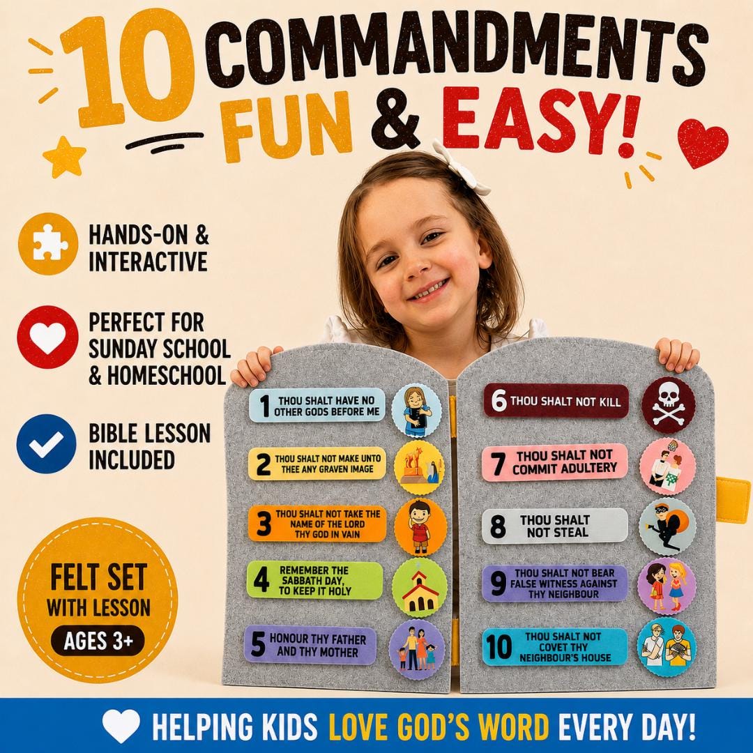 10 Commandments Felt Board Set for Kids | Interactive Bible Learning ...