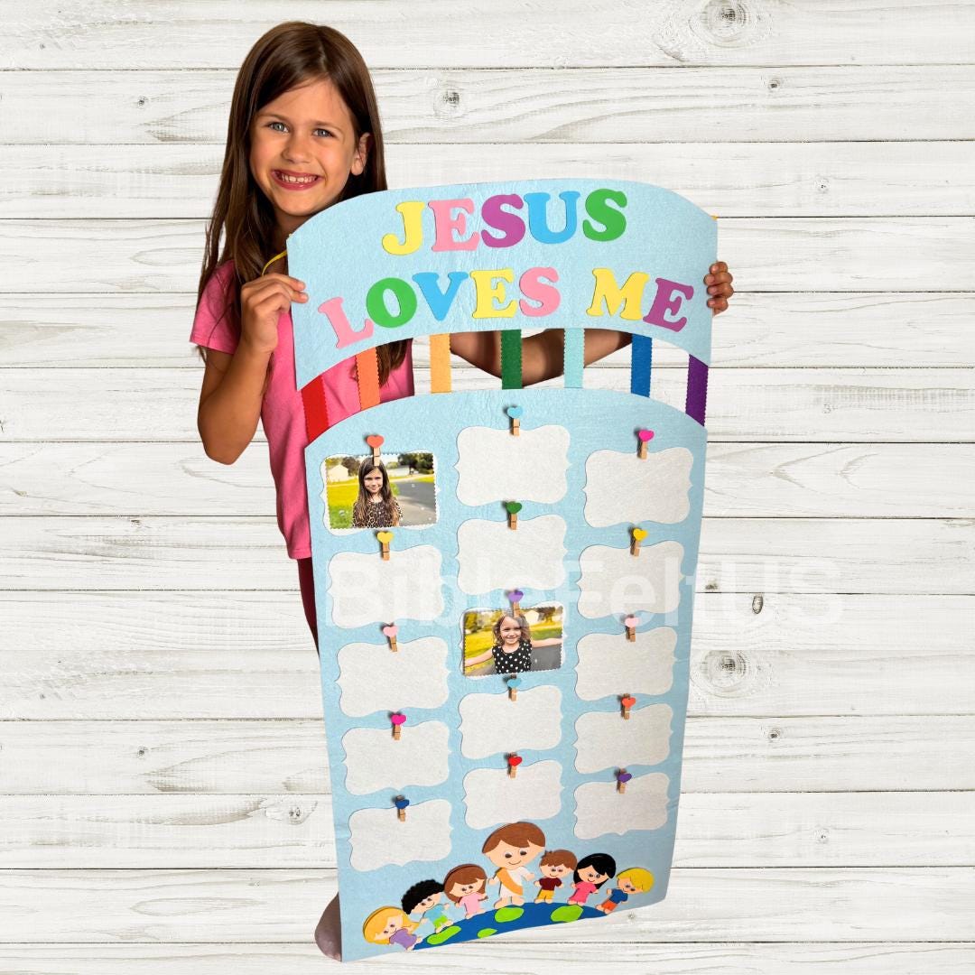 Jesus Loves Me Felt Photo Display Board – Christian Sunday School ...