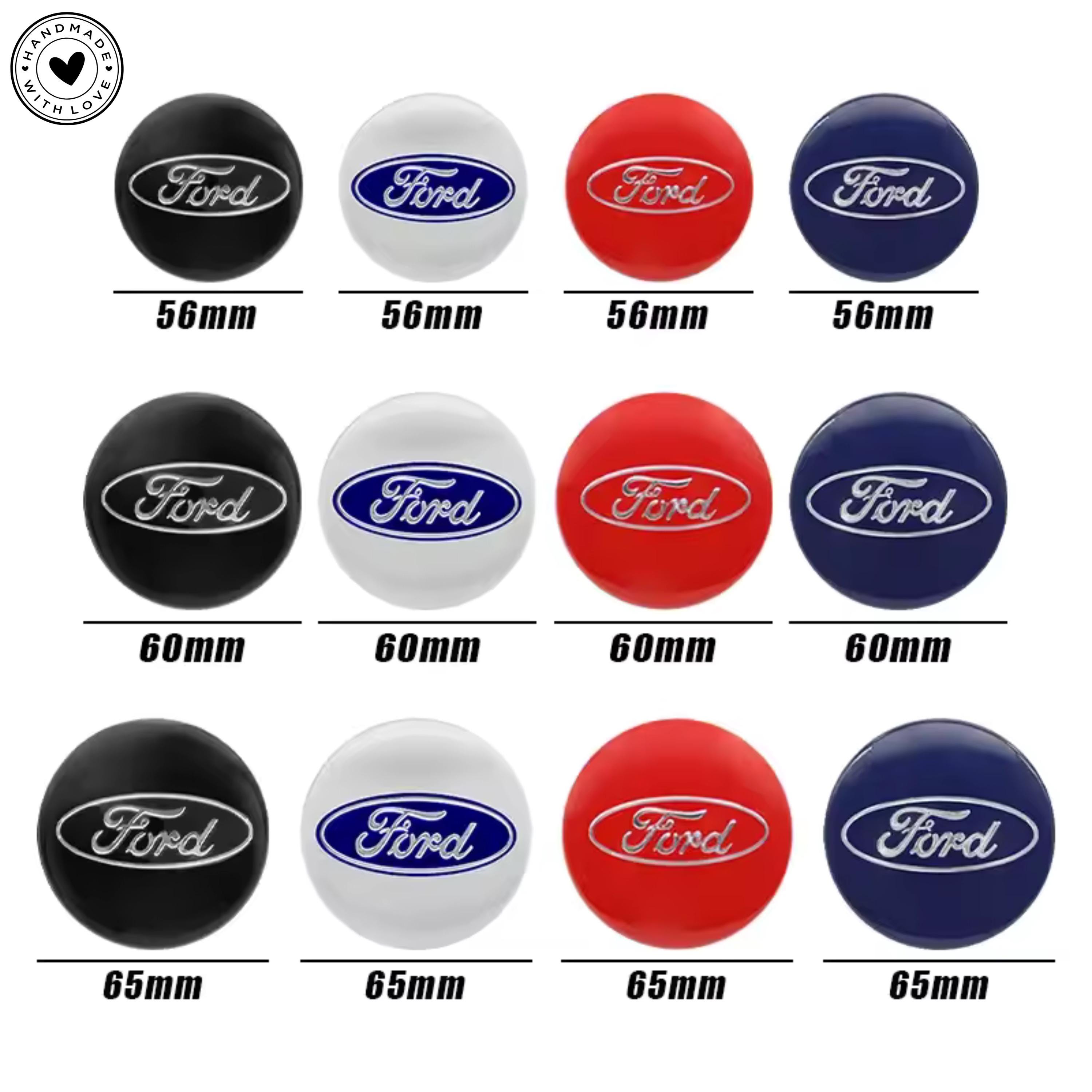Ford Wheel Hub Stickers: Chrome Rim Center Cap Decals - 56/60/65mm ...