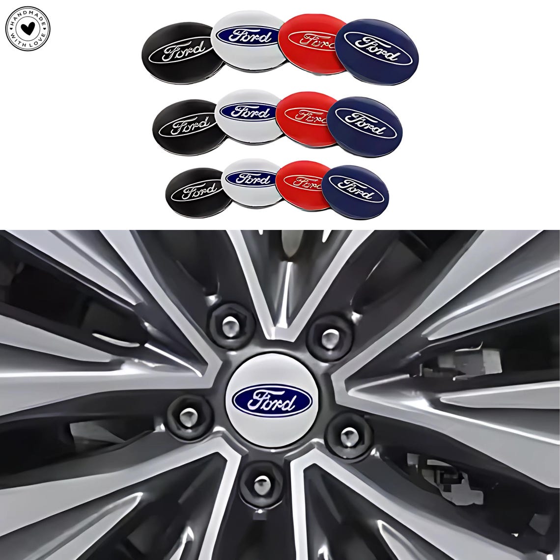Ford Wheel Hub Stickers: Chrome Rim Center Cap Decals - 56/60/65mm ...