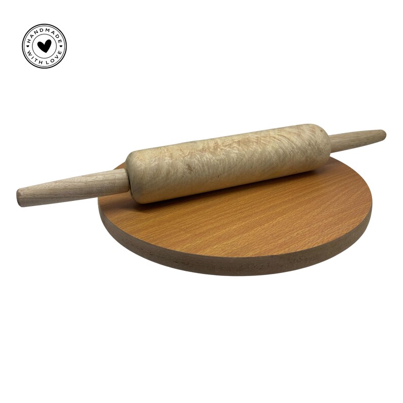 Traditional Wooden Rolling Pin & Chapati Board – Vintage Handmade Roti ...