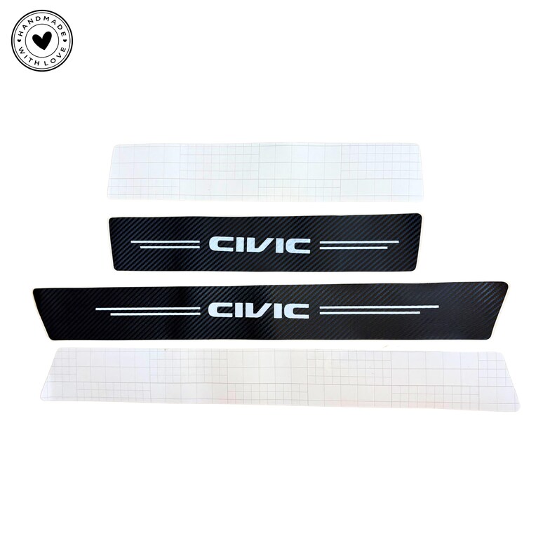 Civic Door Sill Protector Stickers – Carbon Fiber 4pc Set | Anti ...