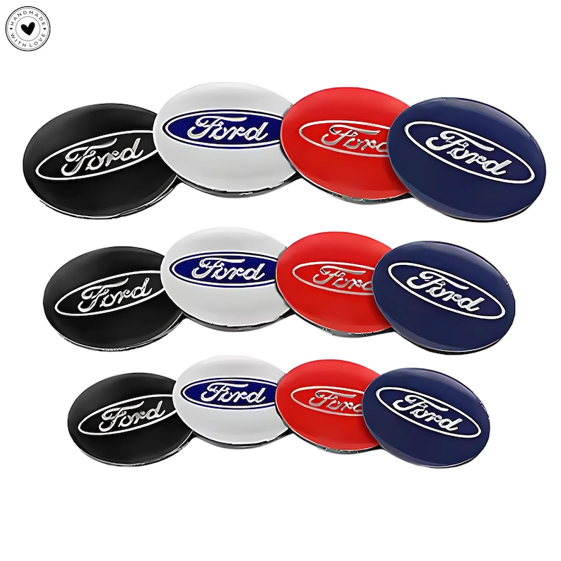 Ford Wheel Hub Stickers: Chrome Rim Center Cap Decals - 56/60/65mm ...