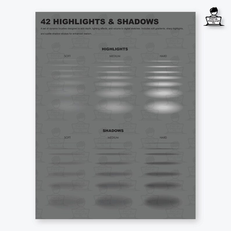 Adobe Illustrator Vector Brushes 42 Highlights and Shadows for ...