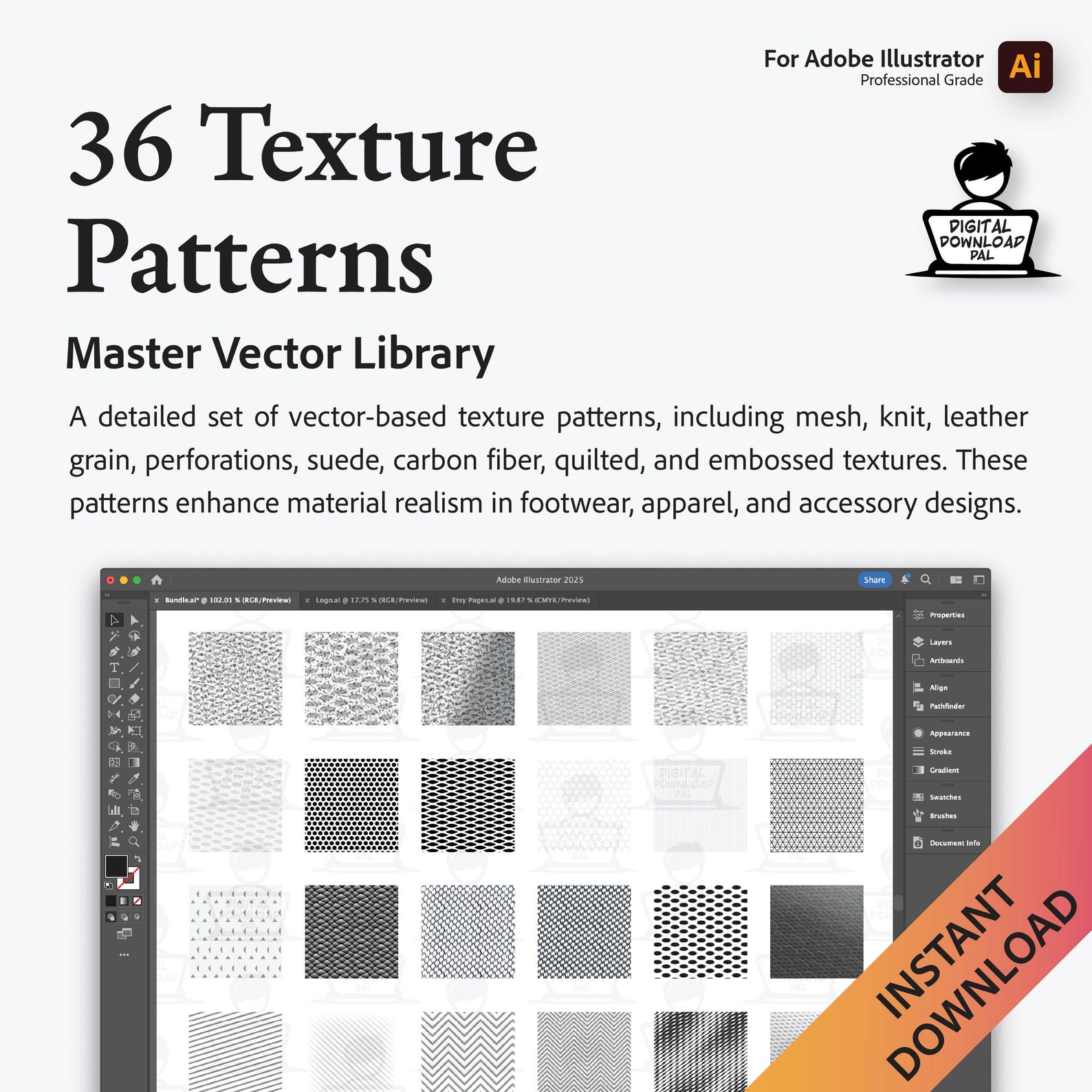 Adobe Illustrator Vector Brushes 36 Texture Patterns for Technical ...