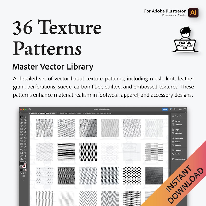 Adobe Illustrator Vector Brushes 36 Texture Patterns for Technical ...