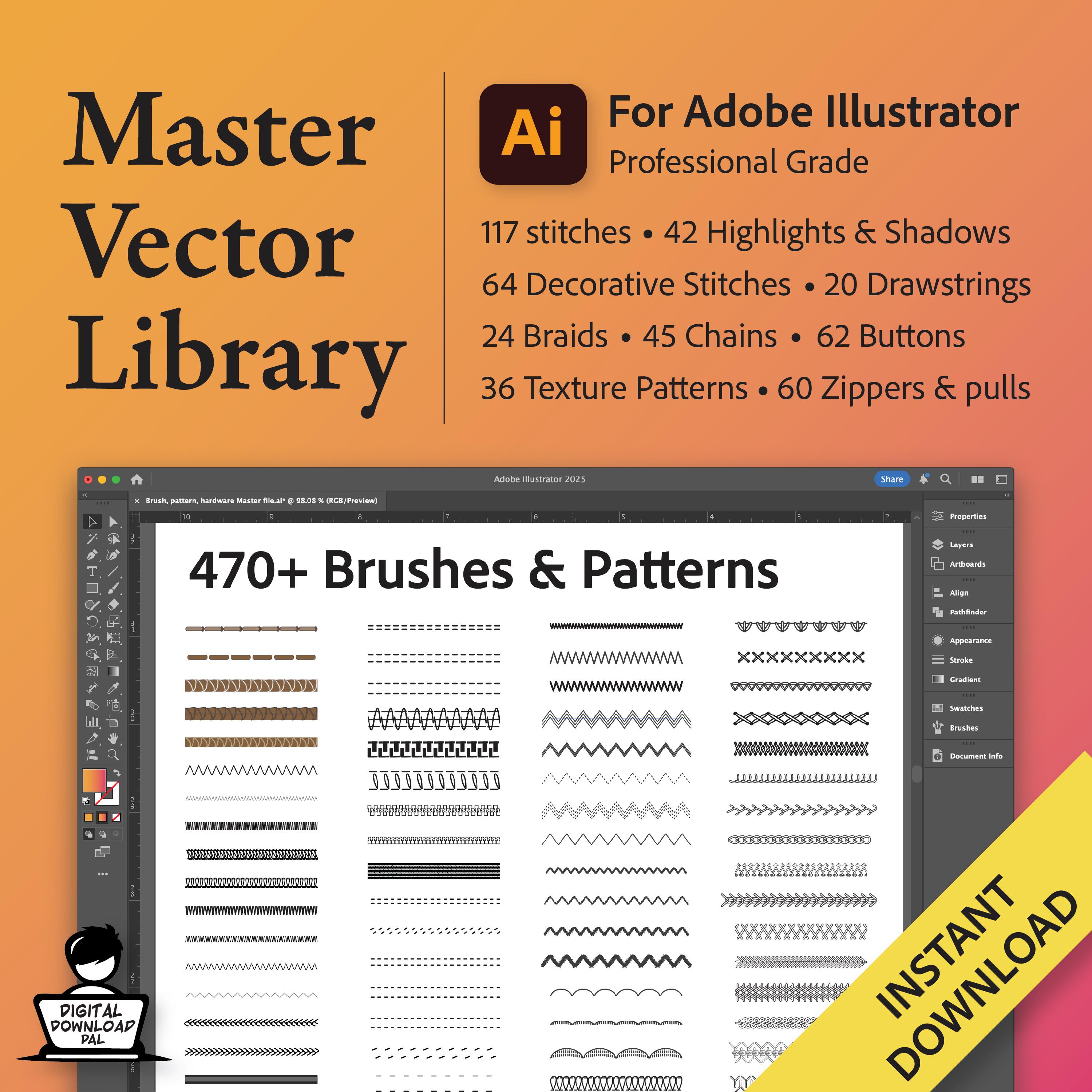 Adobe Illustrator Brush Library - Technical Bundle Professional Brushes ...