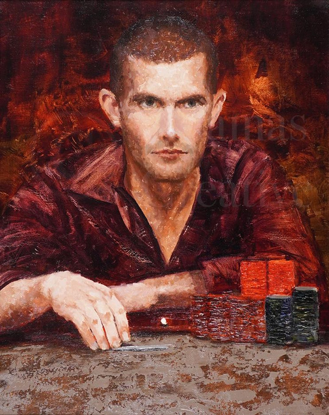 Poker | GUS HANSEN | Oil Painting | 20X16 | Oil on Linen | Toronto ...