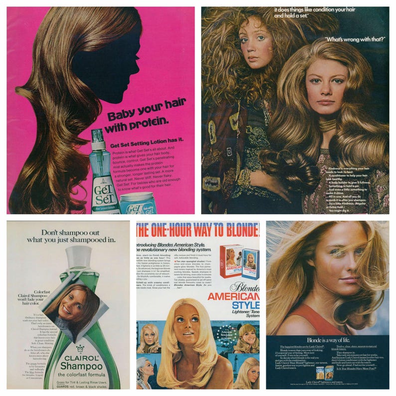 Vintage 1970s Hair Advertisements Set of 5 - Etsy