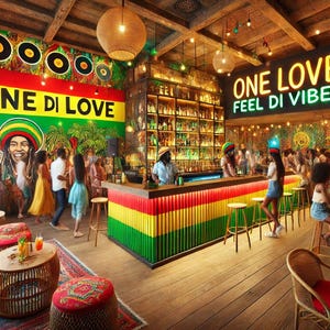 Jamaican Bar Design, Reggae-themed Bar, Bamboo Bar Counter, Live Reggae ...