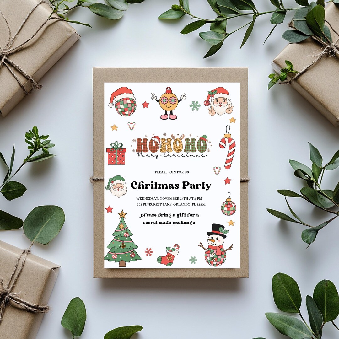 Editable Christmas Party Invitation Template: Festive Holiday Invite - Etsy