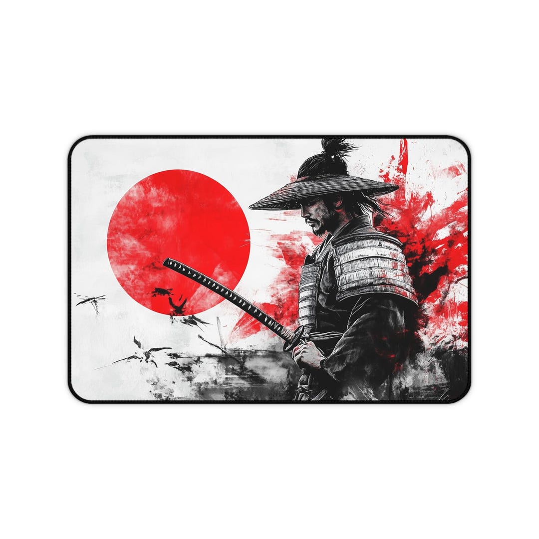 Samurai Art Mouse Pad, Desk Mat for Gamers, Black White Red Colors ...