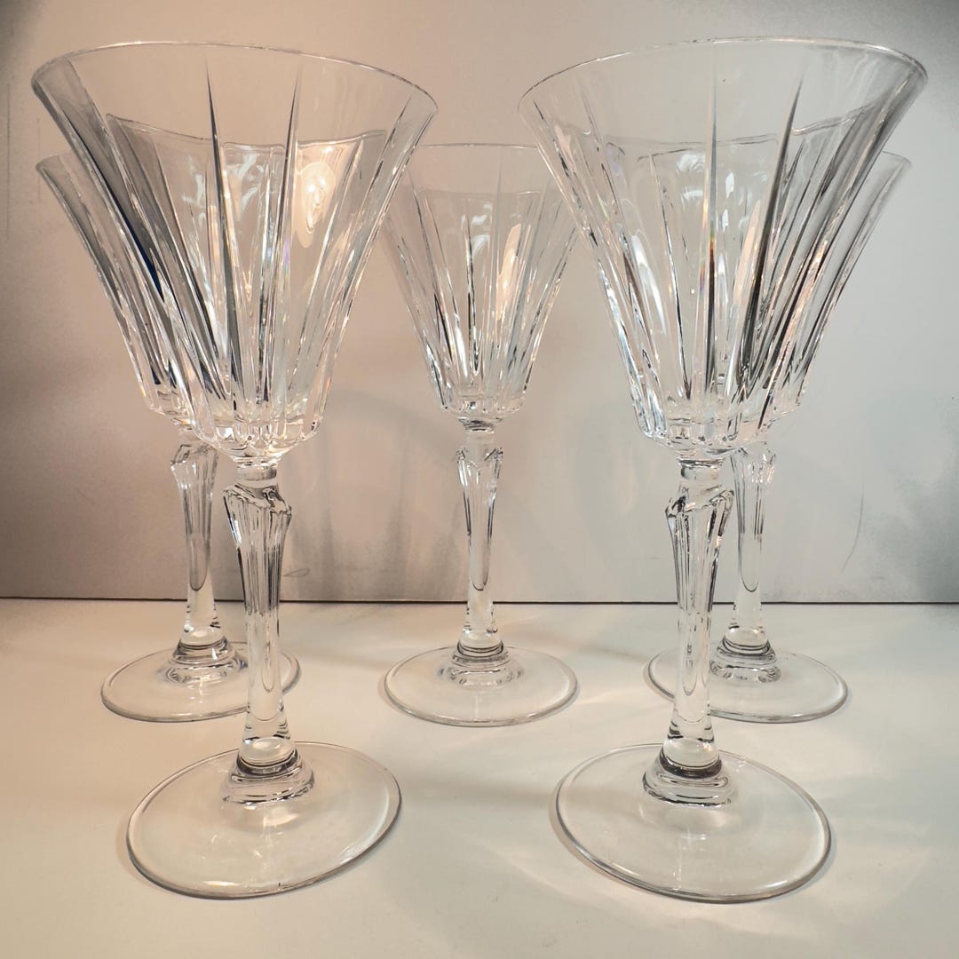 Vintage Royal Crystal Rock Novecento Water Goblets, Stunning Cut Design ...