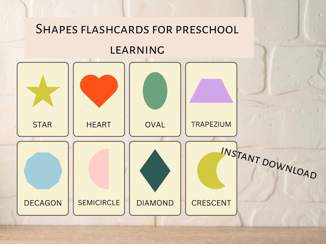 Printable Math Flashcards Toddler Preschool Homeschool Shapes Learning ...