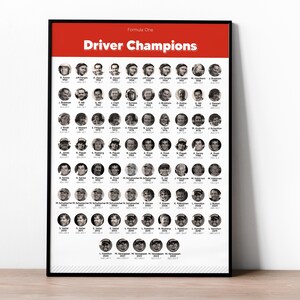 Formula 1 All Time World Champions, Drivers, F1 Poster, Formula 1 Wall ...
