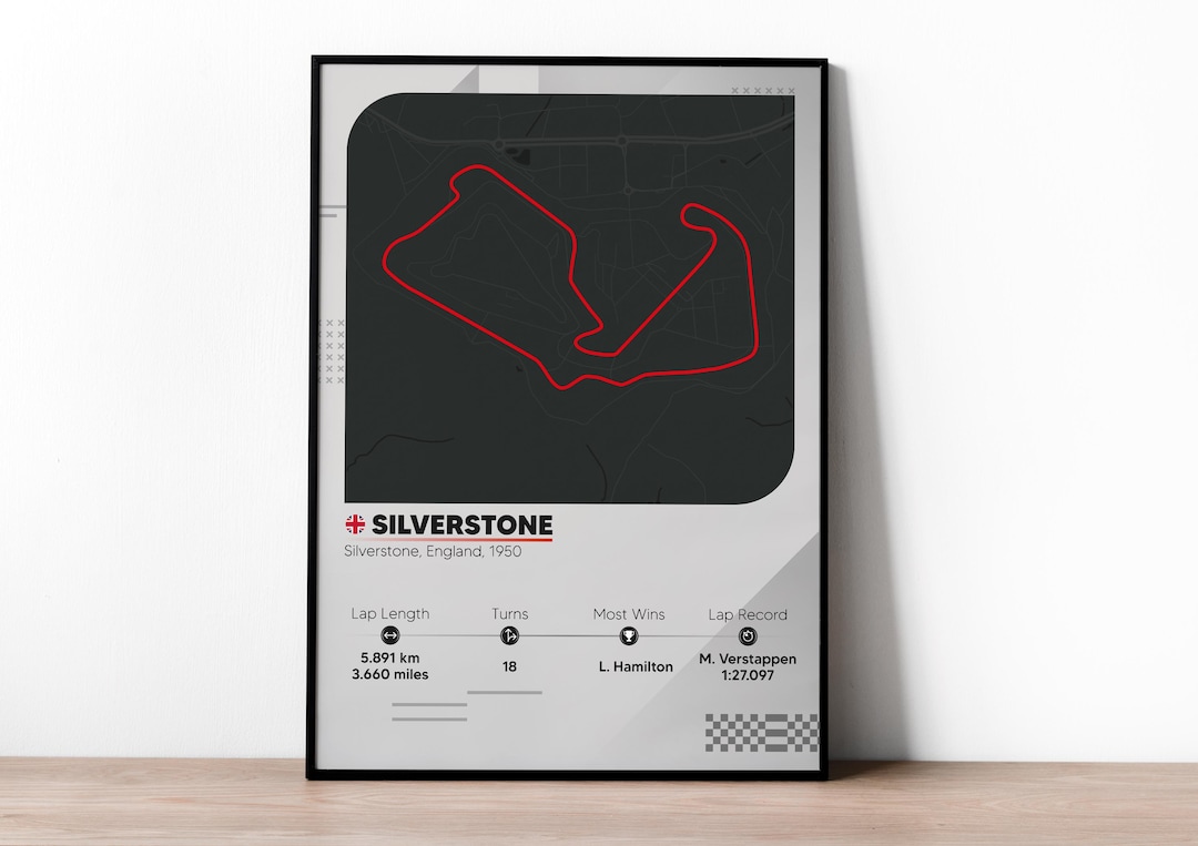 Formula 1 Silverstone Circuit, F1 Track Poster, Formula 1 Wall Art ...