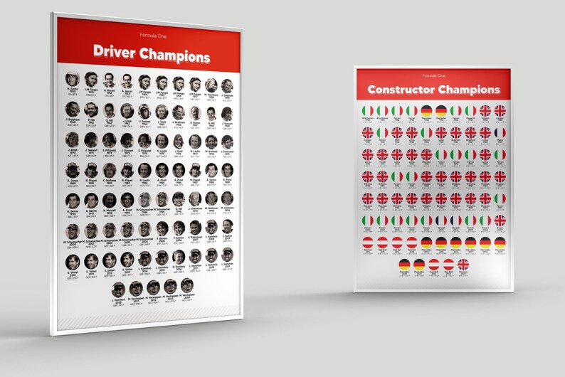 Formula 1 All Time World Champions, Drivers, F1 Poster, Formula 1 Wall ...