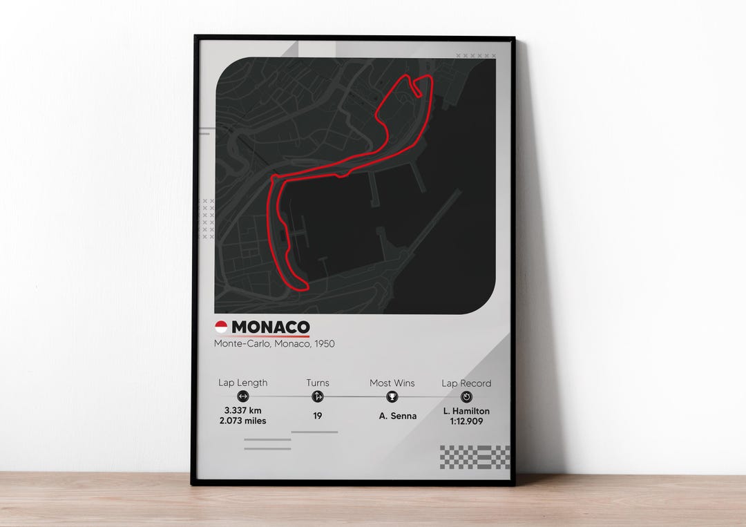 Formula 1 Monaco Circuit, F1 Track Poster, Formula 1 Wall Art, Grand ...