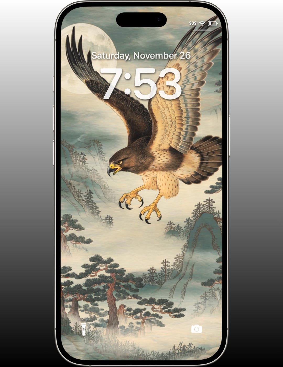 Traditional Japanese Hawk Art Phone Wallpaper - Etsy