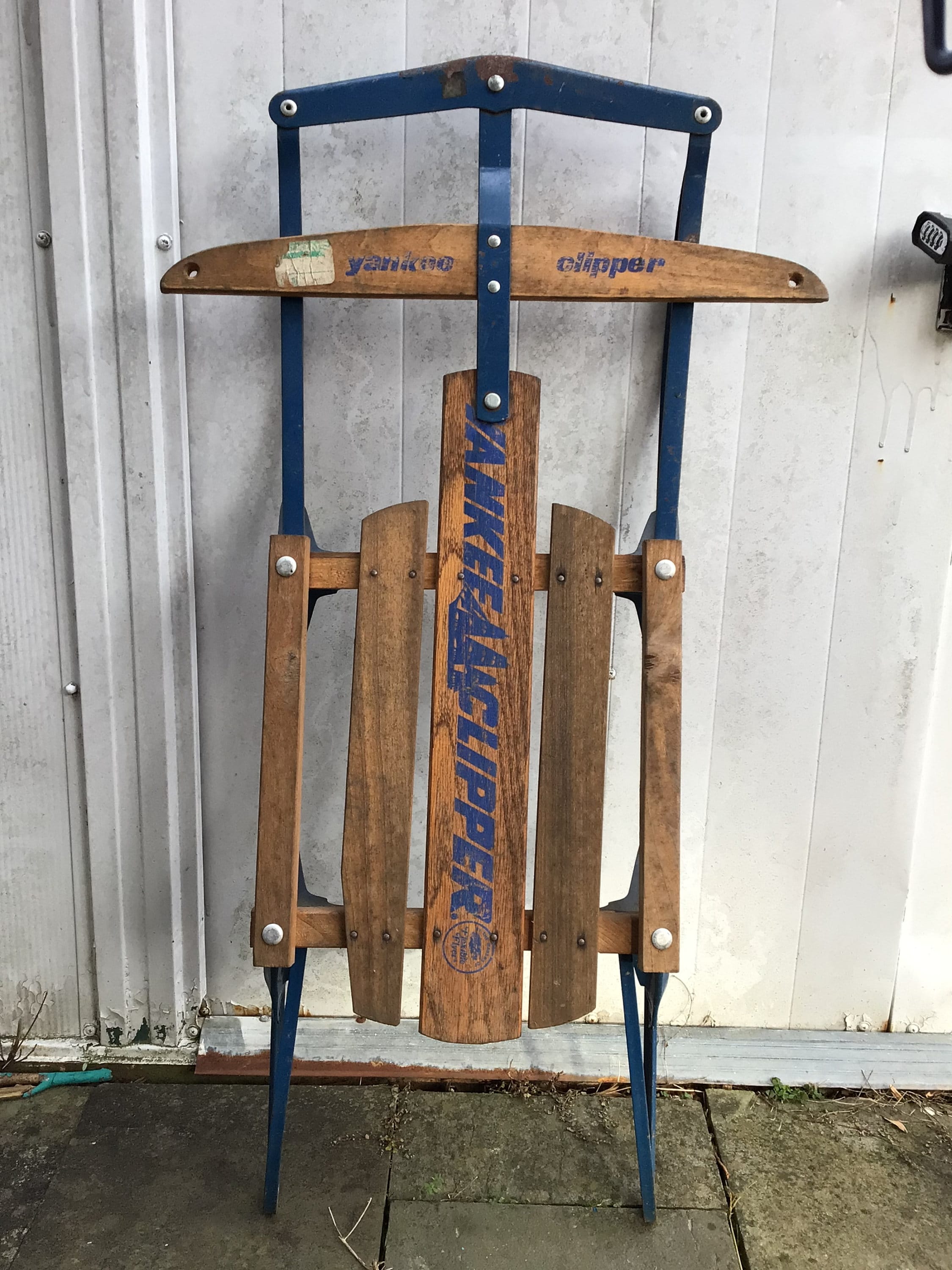 Old Wooden Vintage Solid Wood Blue Yankee Clipper Sled Winter Cabin ...