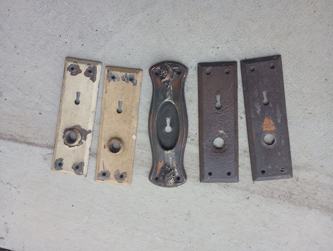 Set of 5 Vintage Antique Door Handle Cover Plate Brass - Etsy