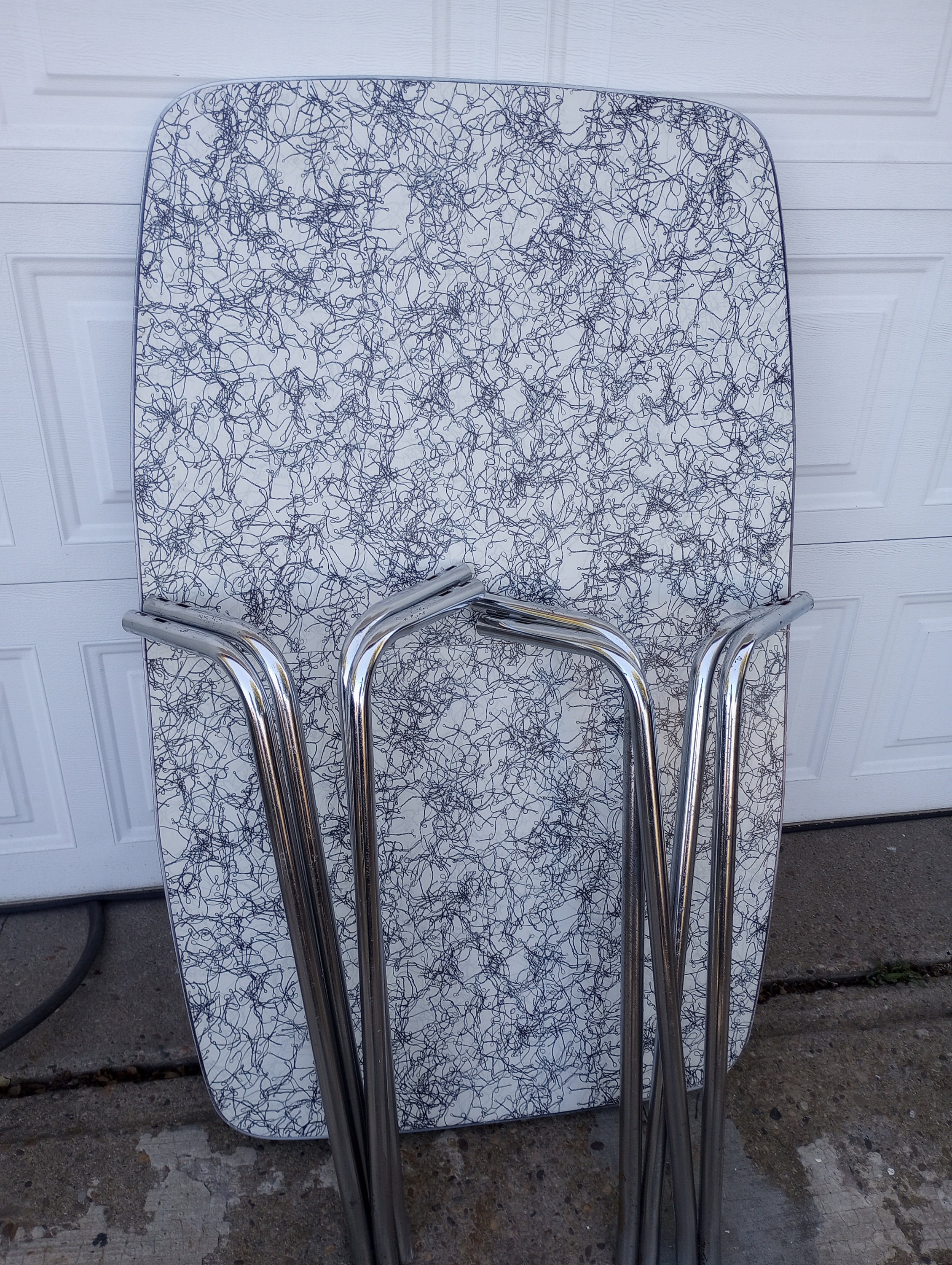 Vintage Retro Formica Chrome Dinette Dining Kitchen Table Black White ...