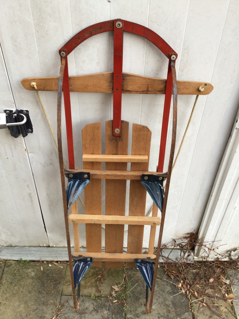 Old Wooden Vintage Solid Wood Paris Sled Winter Cabin Metal - Etsy