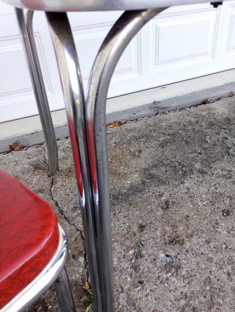 Vintage Retro Formica Chrome Dinette Dining Kitchen Table Gray With 2 ...