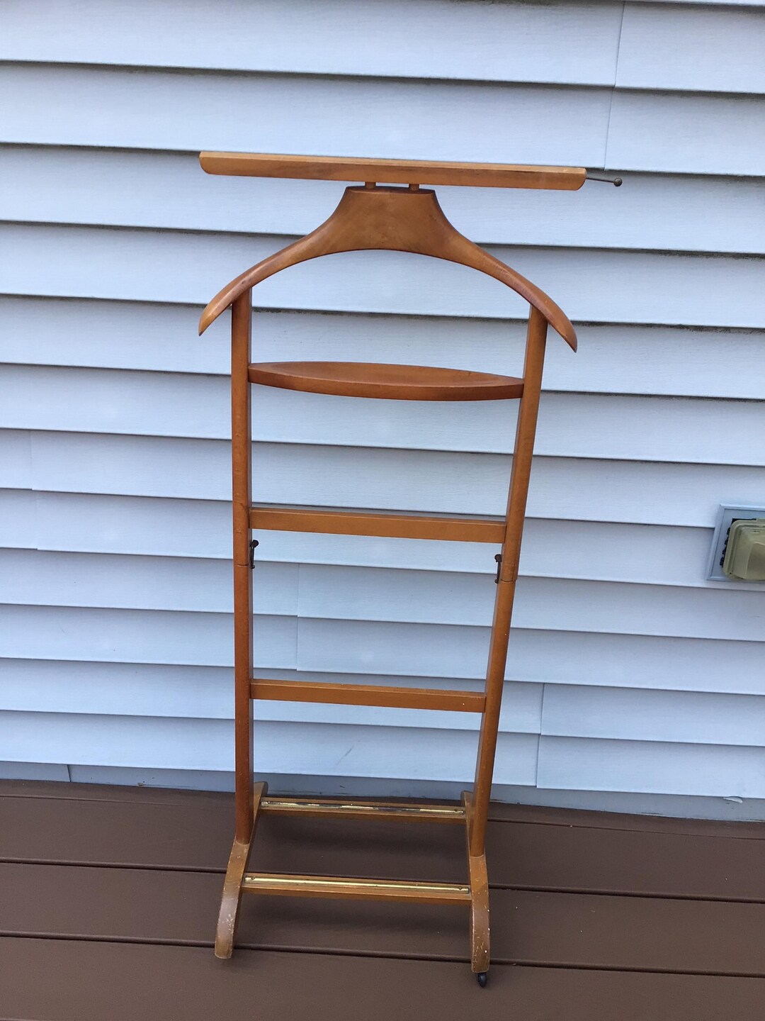 Vintage Antique Wood Butler Valet Stand With Wheels - Etsy