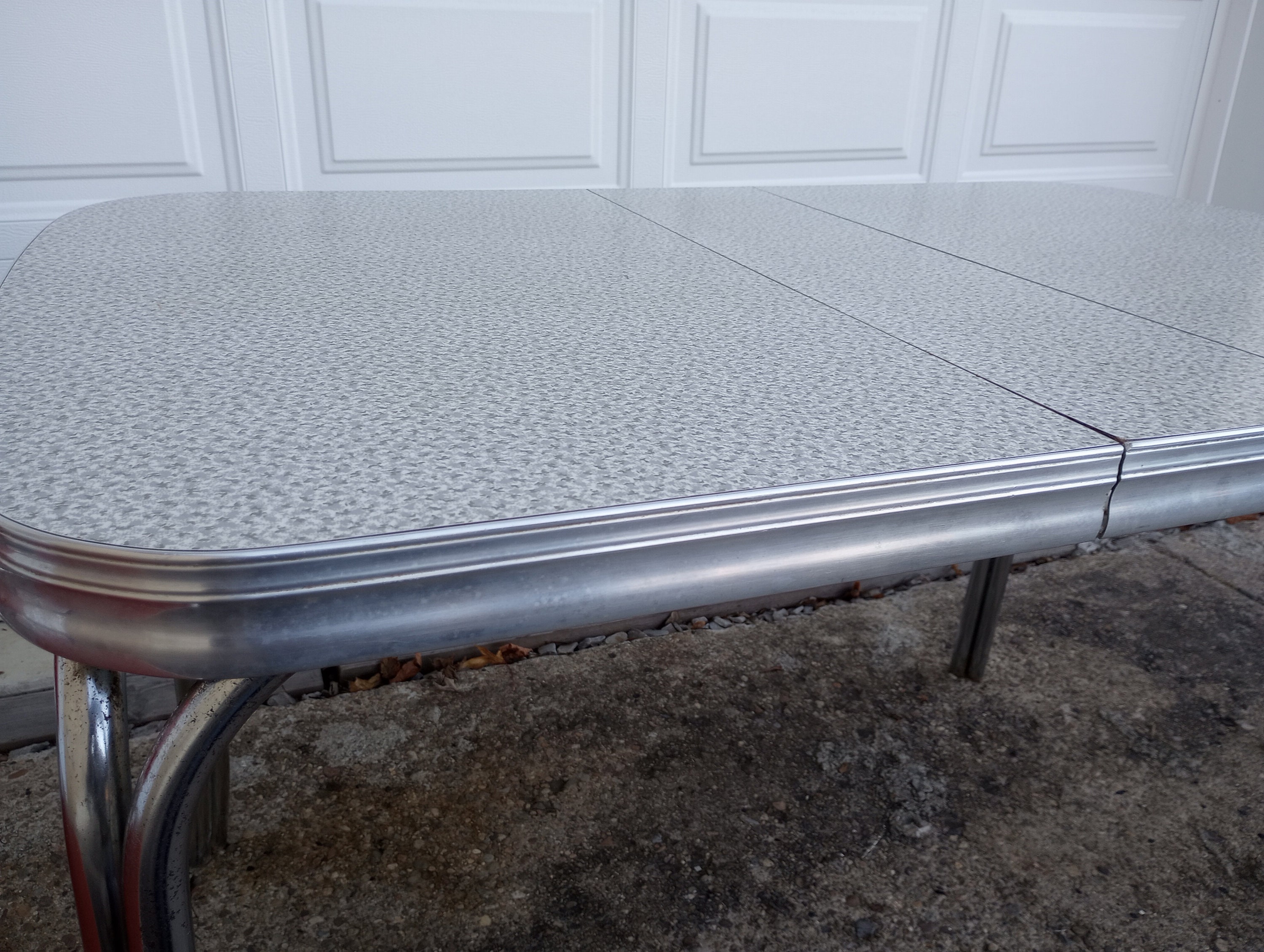 Vintage Retro Formica Chrome Dinette Dining Kitchen Table Gray With 2 ...