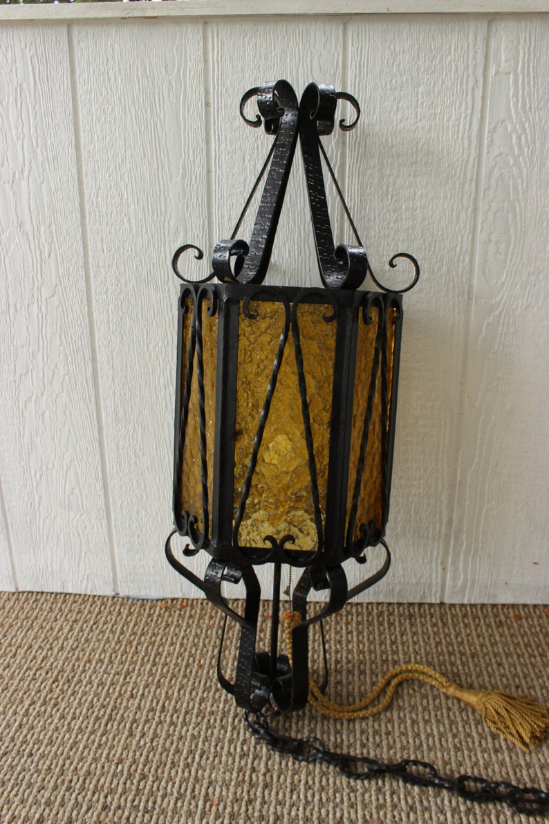 Vintage Antique Black Metal Gothic Large Hanging Foyer Light Ornate - Etsy