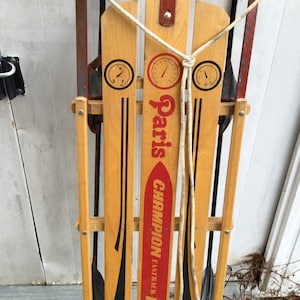 Old Wooden Vintage Solid Wood Paris Sled Winter Cabin Metal - Etsy