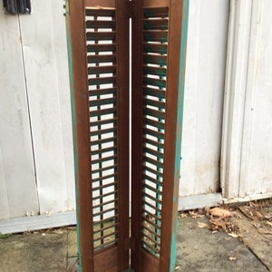 Antique Wood Vintage Louvered Window Shutters Distressed - Etsy