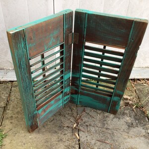 Antique Wood Vintage Louvered Window Shutters Distressed - Etsy