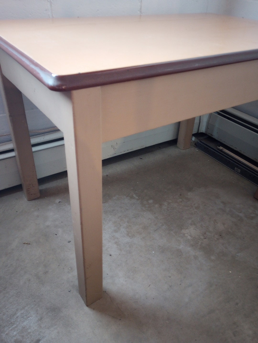 Vintage Antique Brown Porcelain Enamel Top Table Kitchen Dining ...