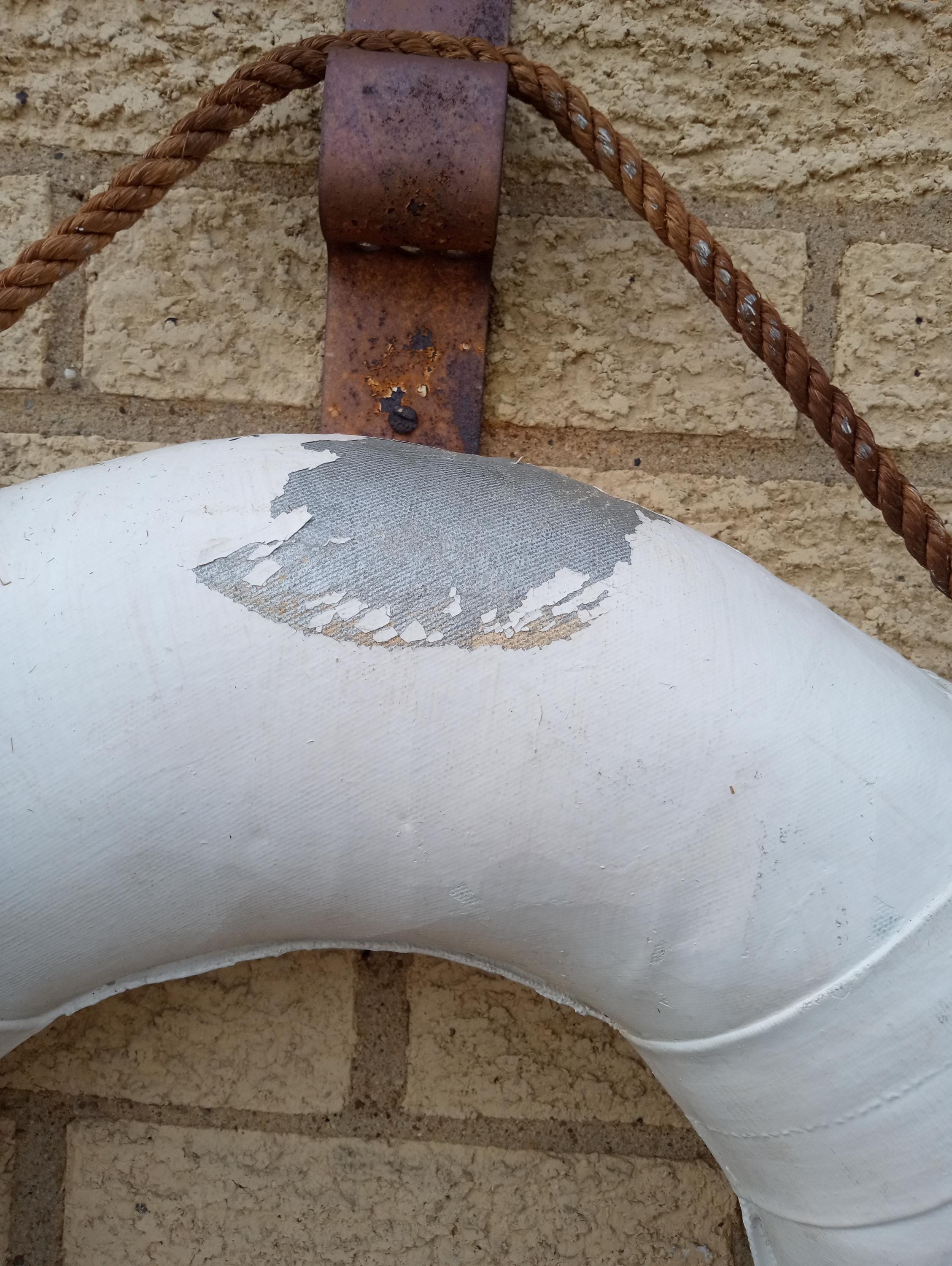 Vintage Antique Life Preserver Saver Painted White Beach House Nautical ...