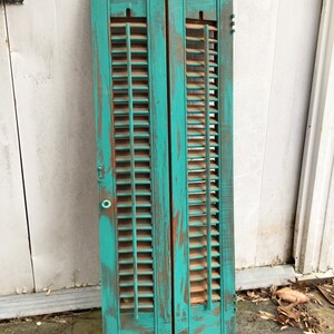 Antique Wood Vintage Louvered Window Shutters Distressed - Etsy