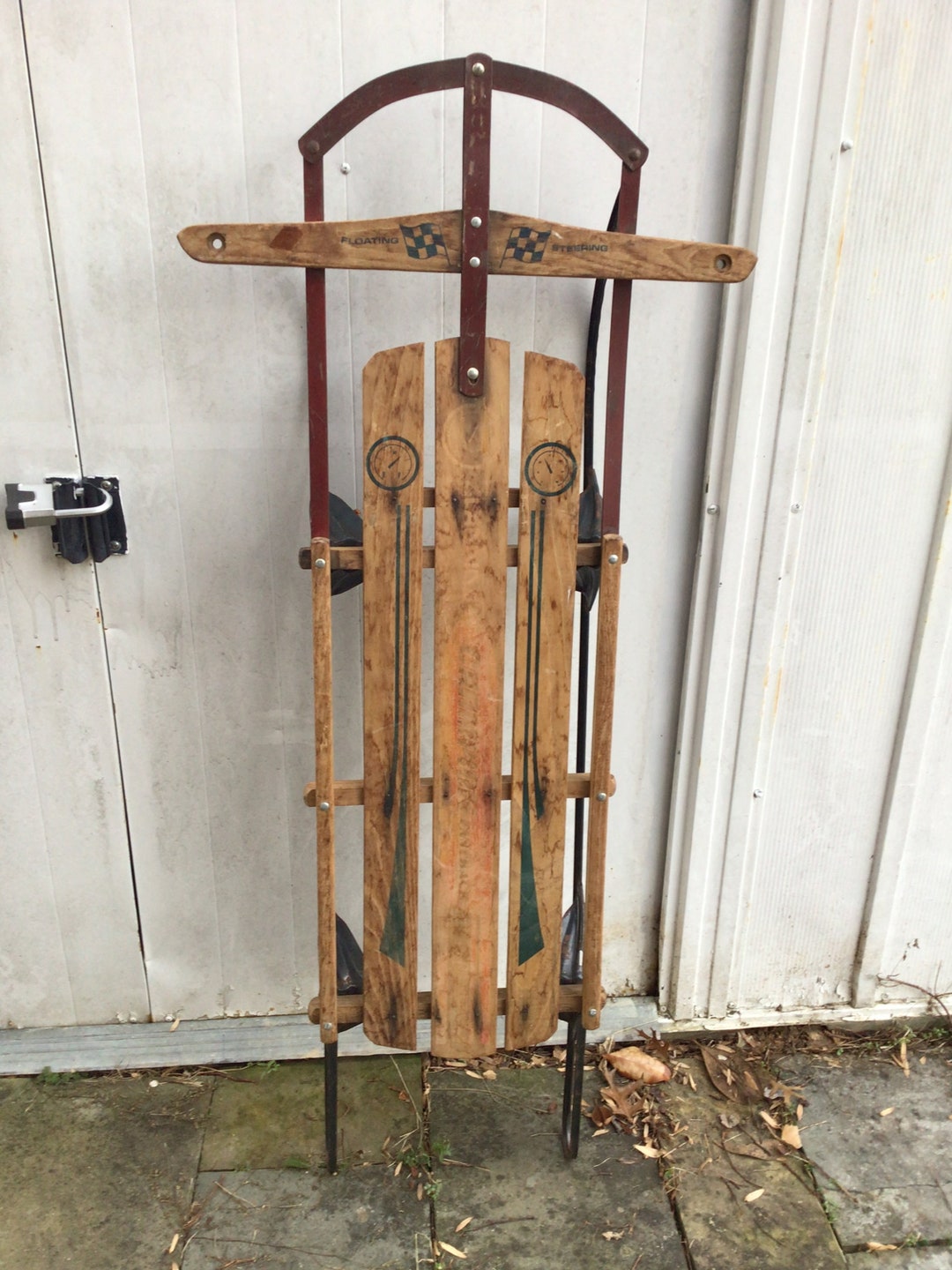 Old Wooden Vintage Solid Wood Sled Winter Cabin Metal Glading - Etsy