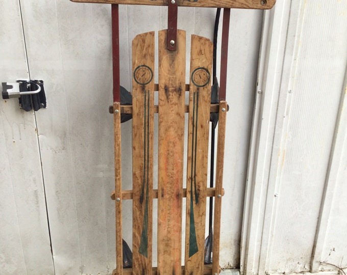 Old Wooden Vintage Solid Wood Sled Winter Cabin Metal Glading - Etsy