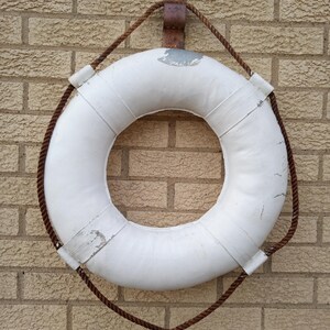 Vintage Antique Life Preserver Saver Painted White Beach House Nautical ...