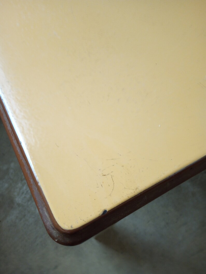 Vintage Antique Brown Porcelain Enamel Top Table Kitchen Dining ...