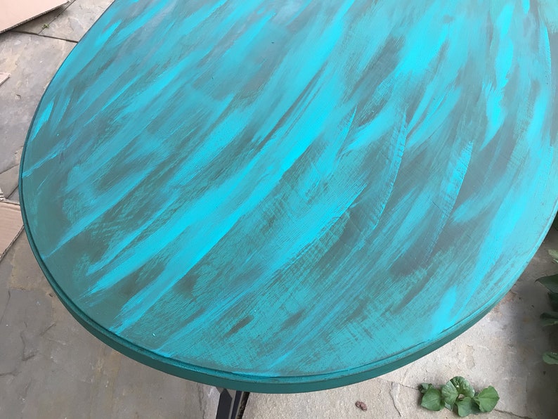 Vintage Shabby Chic Distressed Cottage Beach House Turquoise Blue Oval ...