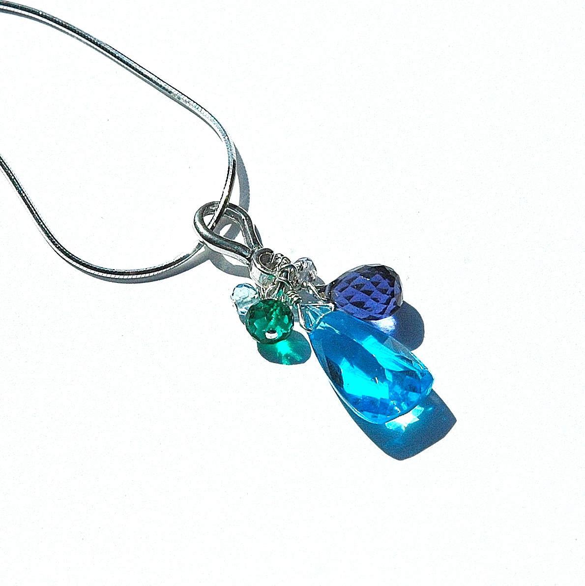NEW Turquoise Quartz Pyramid Necklace / Sterling Silver / Cobalt Blue ...