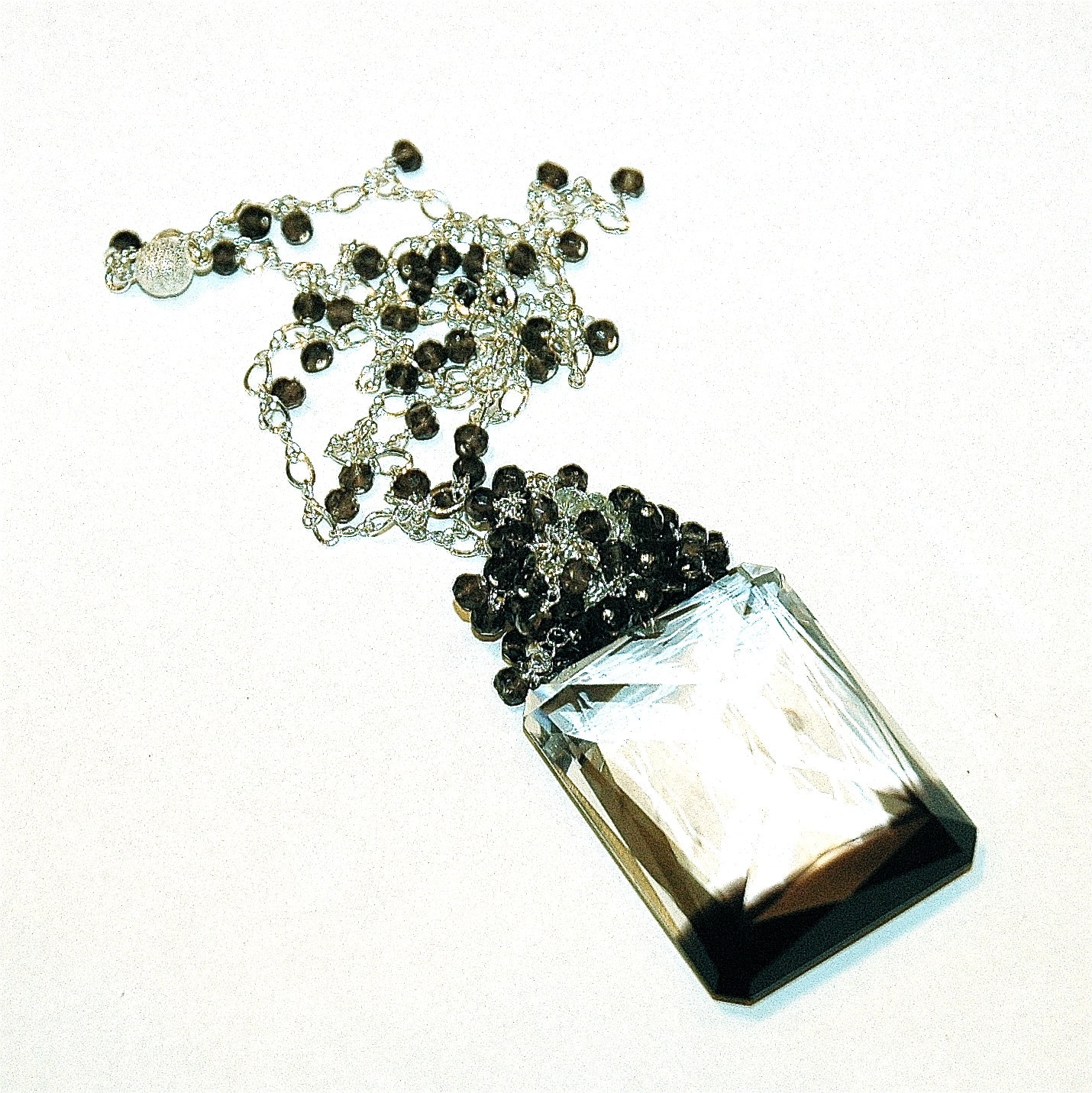 Espresso Bi-color Quartz Emerald Cut Pendant / Smoky Quartz / Sterling ...